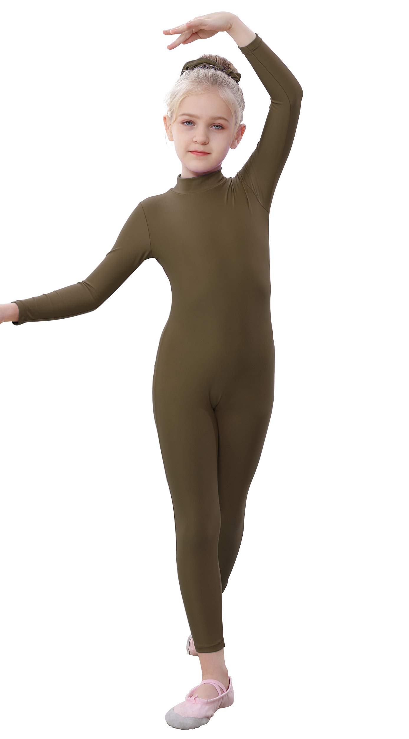 Buy Kids Girls One Piece Spandex Unitards, Long Sleeve Turtleneck ...