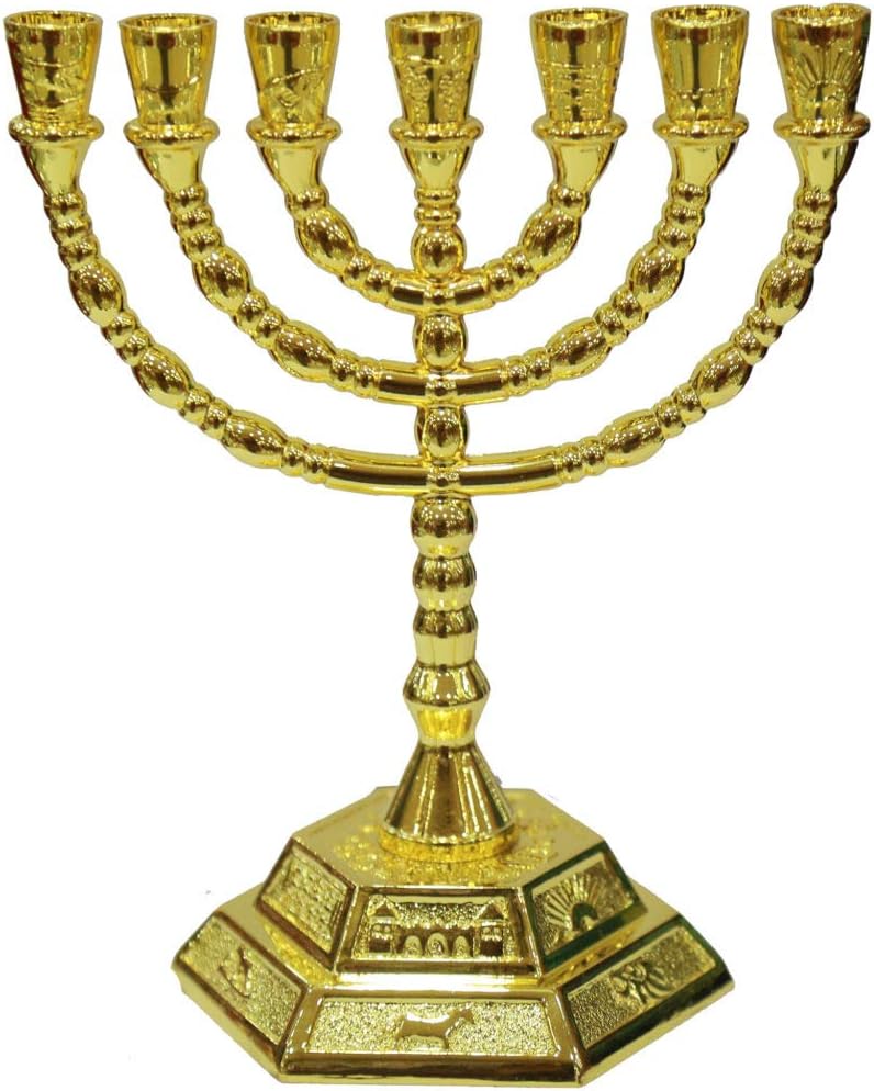 Amazon.com: Jerusalem Blue Enamel 7 Branch 12 Tribes Menorah 10.8" high ...