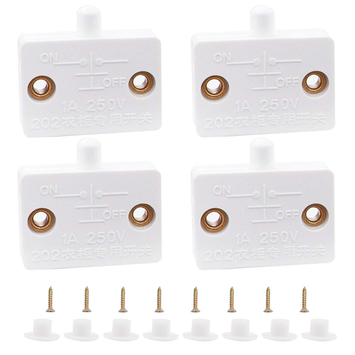 mxuteuk 4 Pcs Cabinet Lamp Switch Wardrobe Touch Switches Drawers Light ...