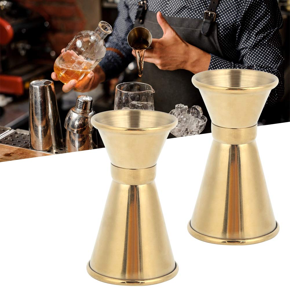 Amazon.com: Jigger for Bartending 2pcs, Golden Dual Heads Jigger ...