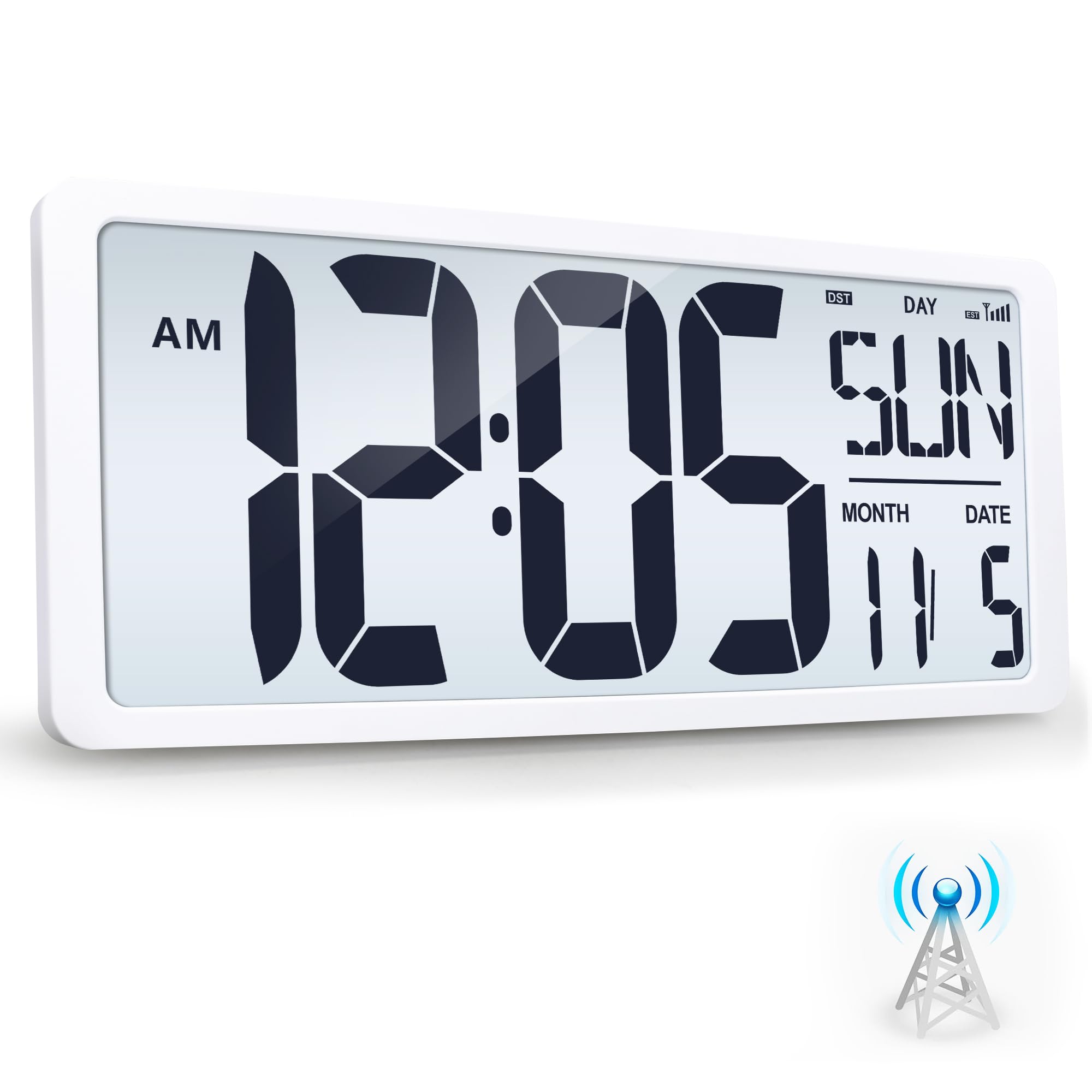 Amazon.com: 18.5" Extra Large Atomic Clock with Backlight Digital Wall ...