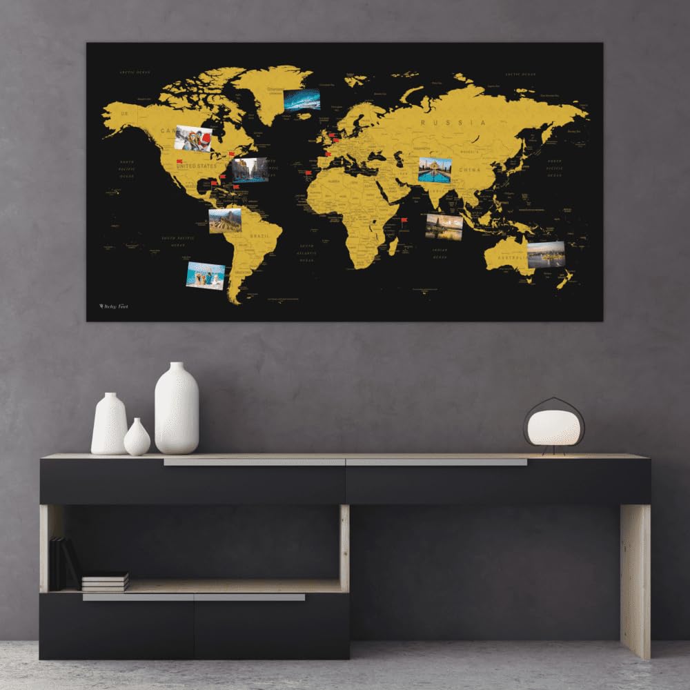 Amazon.com - World Map XXL 51 x 28 inches, Fleece Wall Hanging as ...