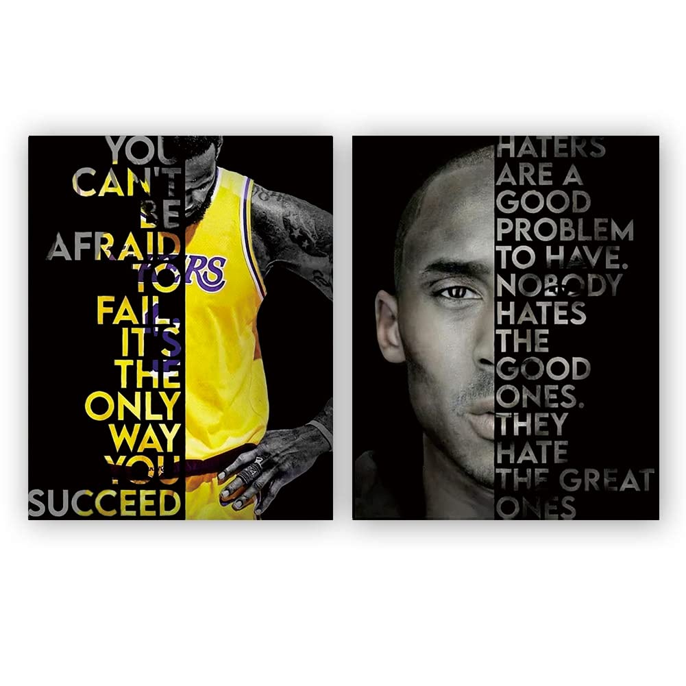 Qxnrt Lebron James And Kobe Bryant Motivational Poster La Lakers ...