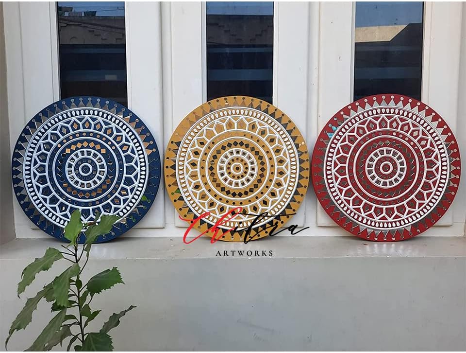 Buy Wood Chitra Artworks_Mud Mirror Art Wall Decor(31 Cm X 31 Cm X 2 Cm ...