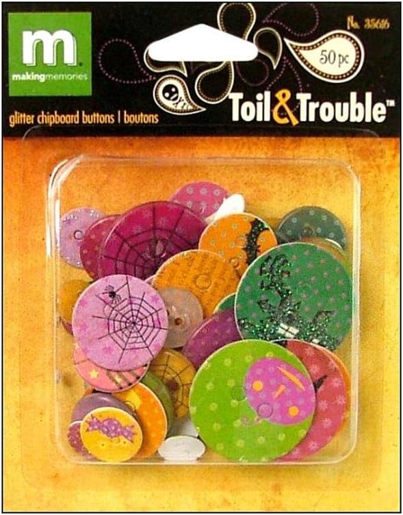 Amazon.com: Making Memories Toil and Trouble Glitter Chipboard Buttons