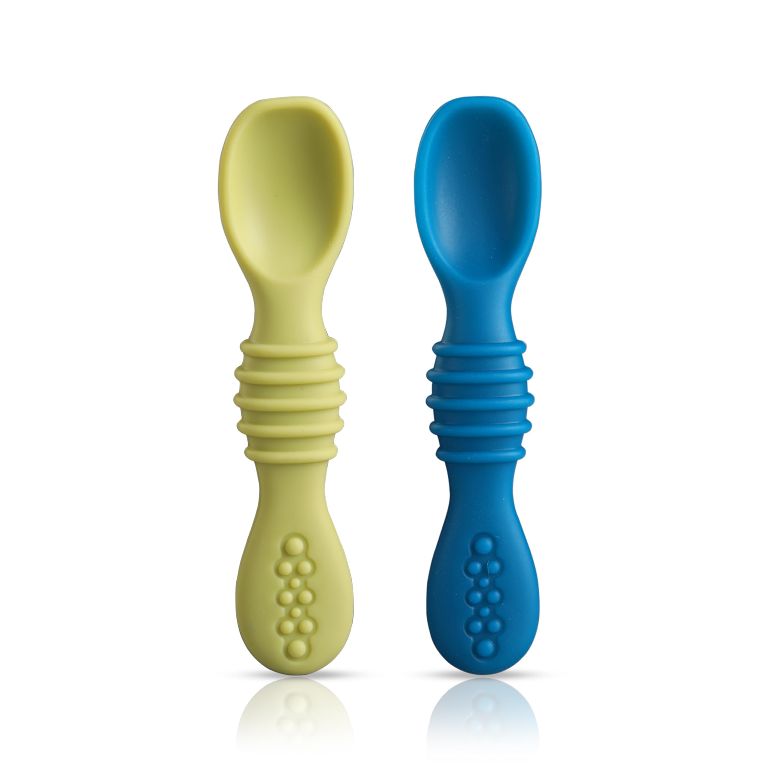 LuvLap Silicone Baby Led Weaning Spoons Set of 2, Baby Traning Spoon ...