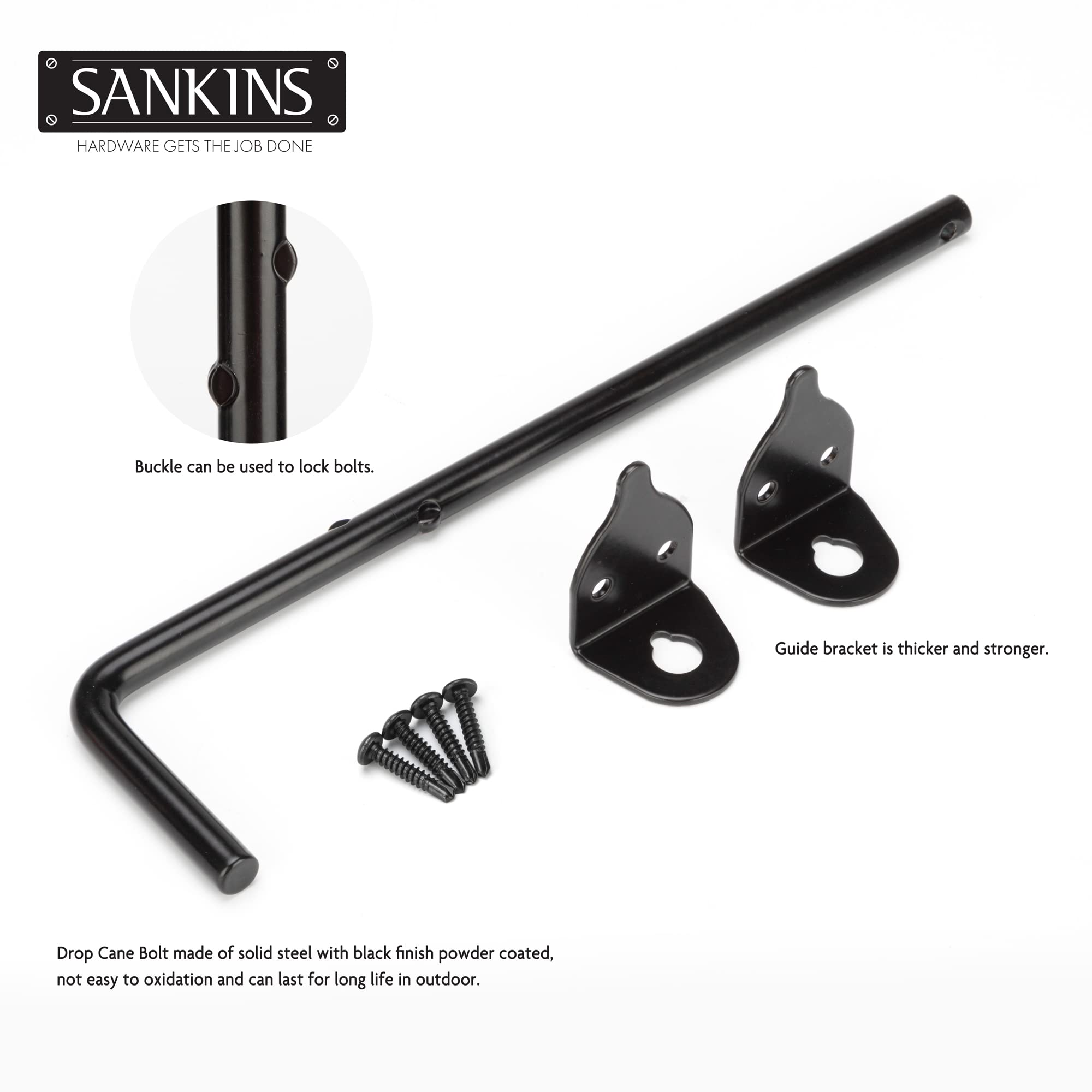 Snapklik.com : SANKINS 12" Cane Bolt Drop Rod Heavy Duty Gate Hardware ...