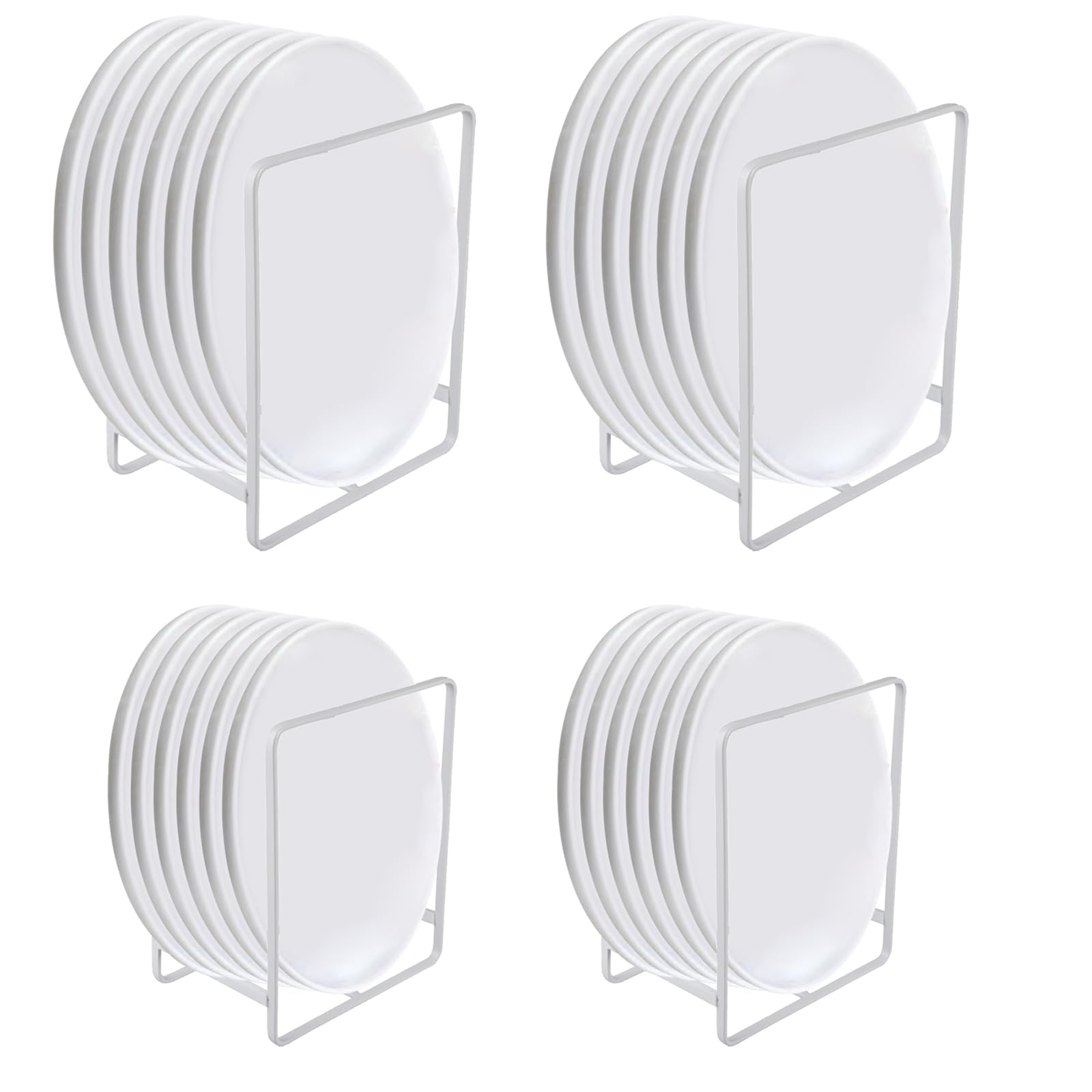 DAJAVE 4 Pcs Plate Rack Plate Organiser for Kitchen Cupboard Two Sizes ...