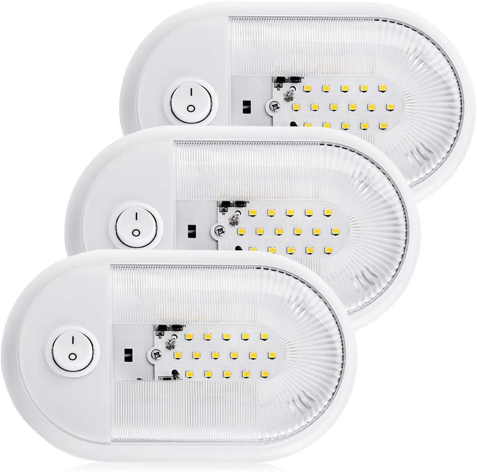 MICTUNING LED RV Ceiling Dome Light with ON-Off Switch, 10-24V 360 ...