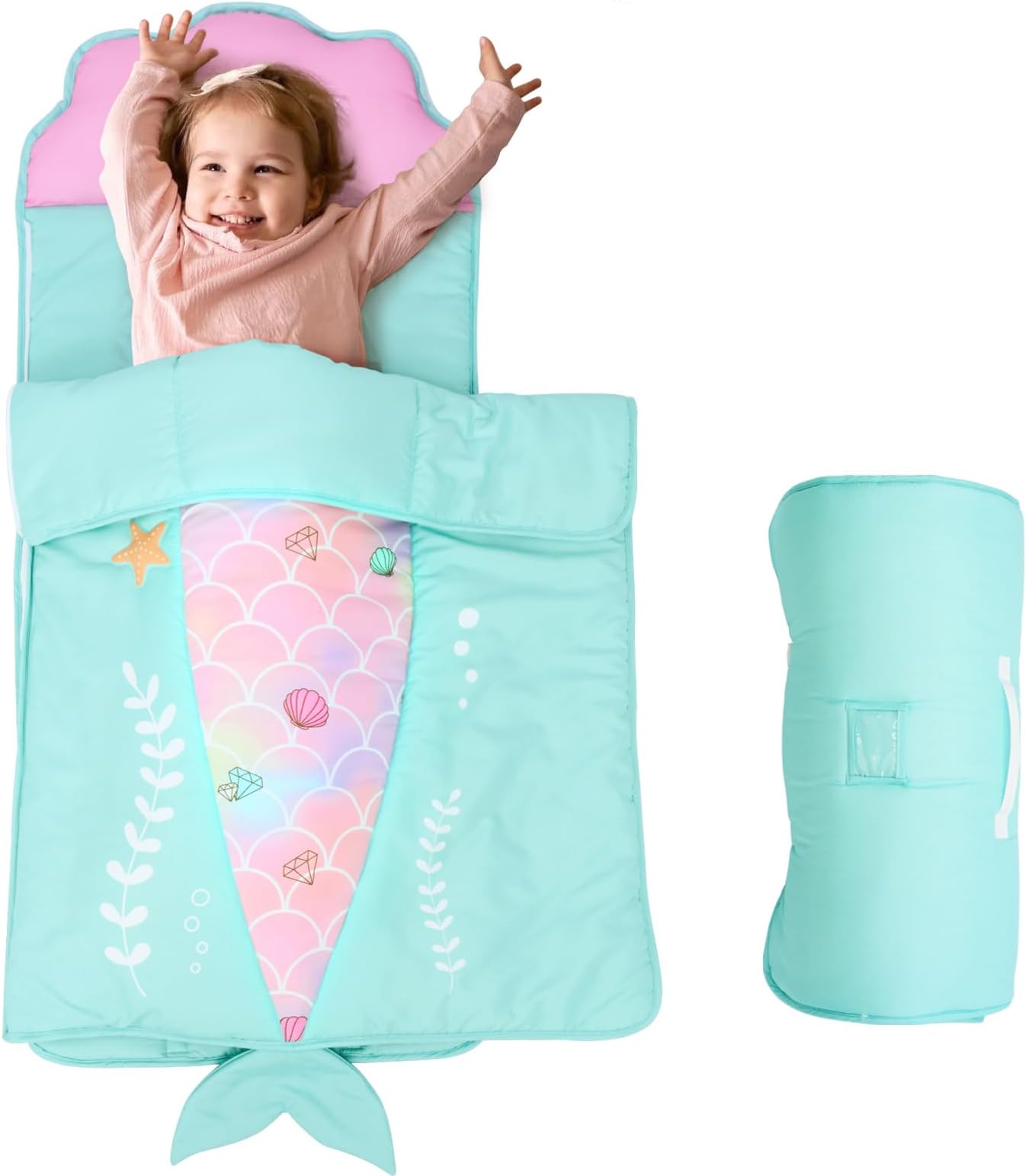 Amazon.com: JISEN Toddler Nap Mat 3 in 1 Kids Sleeping Bag with ...
