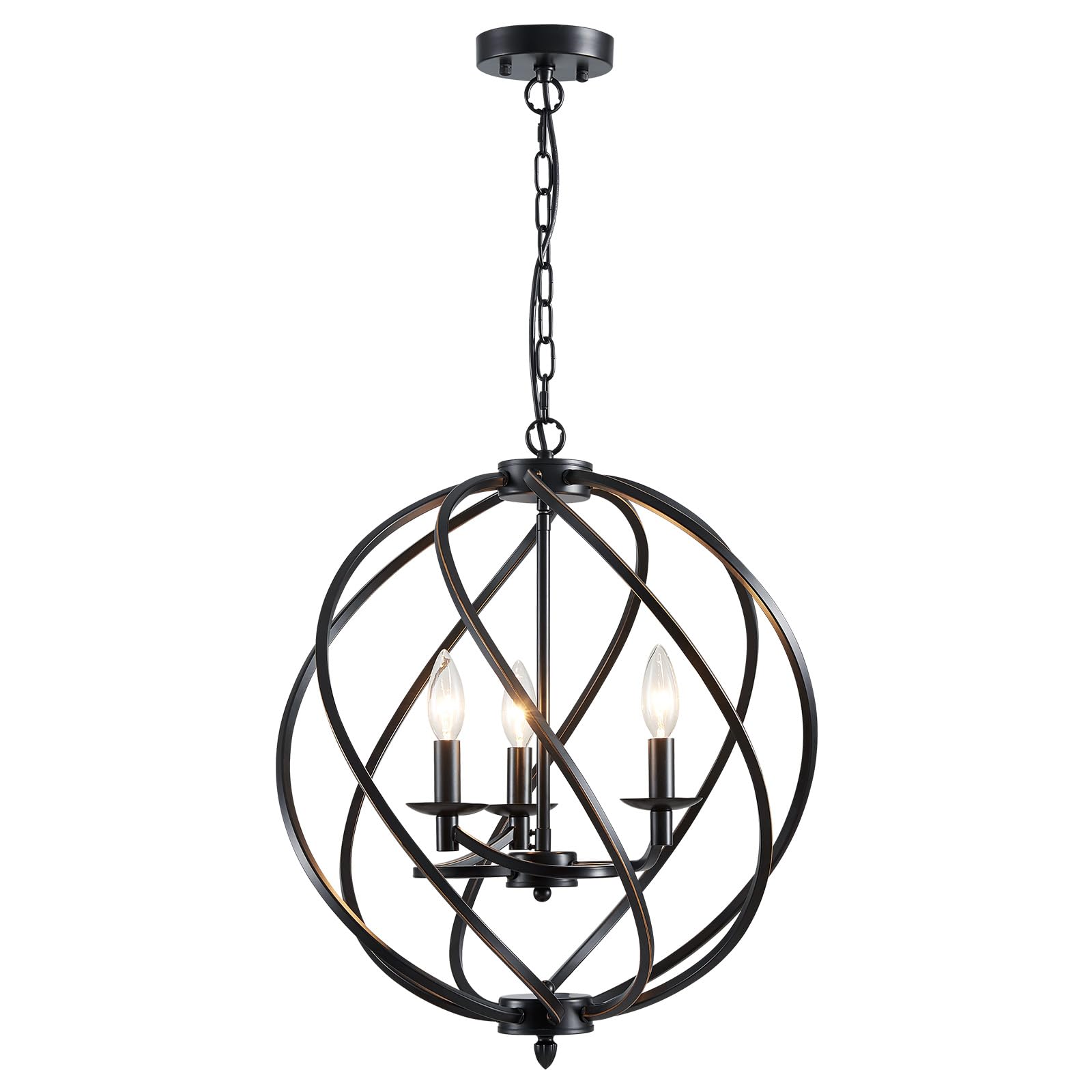 Metal Orb Lighting Terra 4 Light Wood Globe Chandelier | Linea