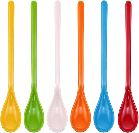 Amazon.com: FINBe 6pcs Long Handle Spoons Colorful Plastic Long Coffee ...