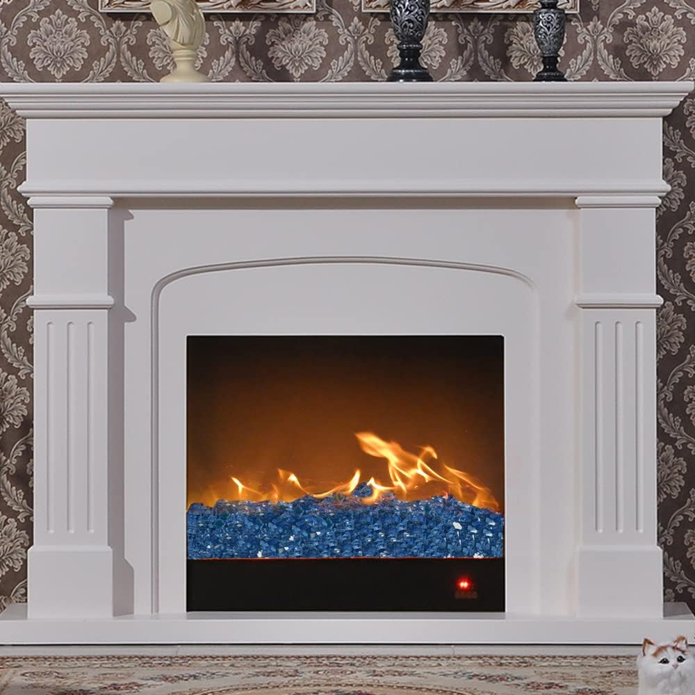 Buy HOKPA Reflective Tempered Fire Glass 1lb, Blue Crushed Glass Fire ...