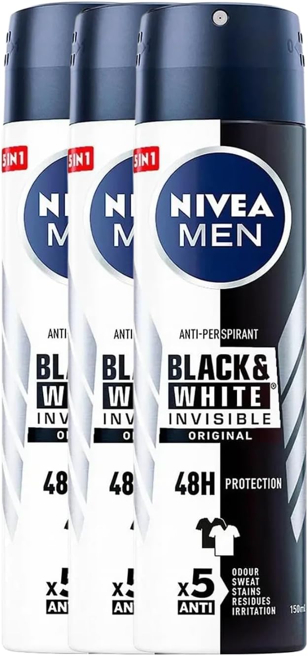 Amazon.com : NIVEA Men Invisible for Black & White Original Anti-Perspirant Deodorant Spray ...