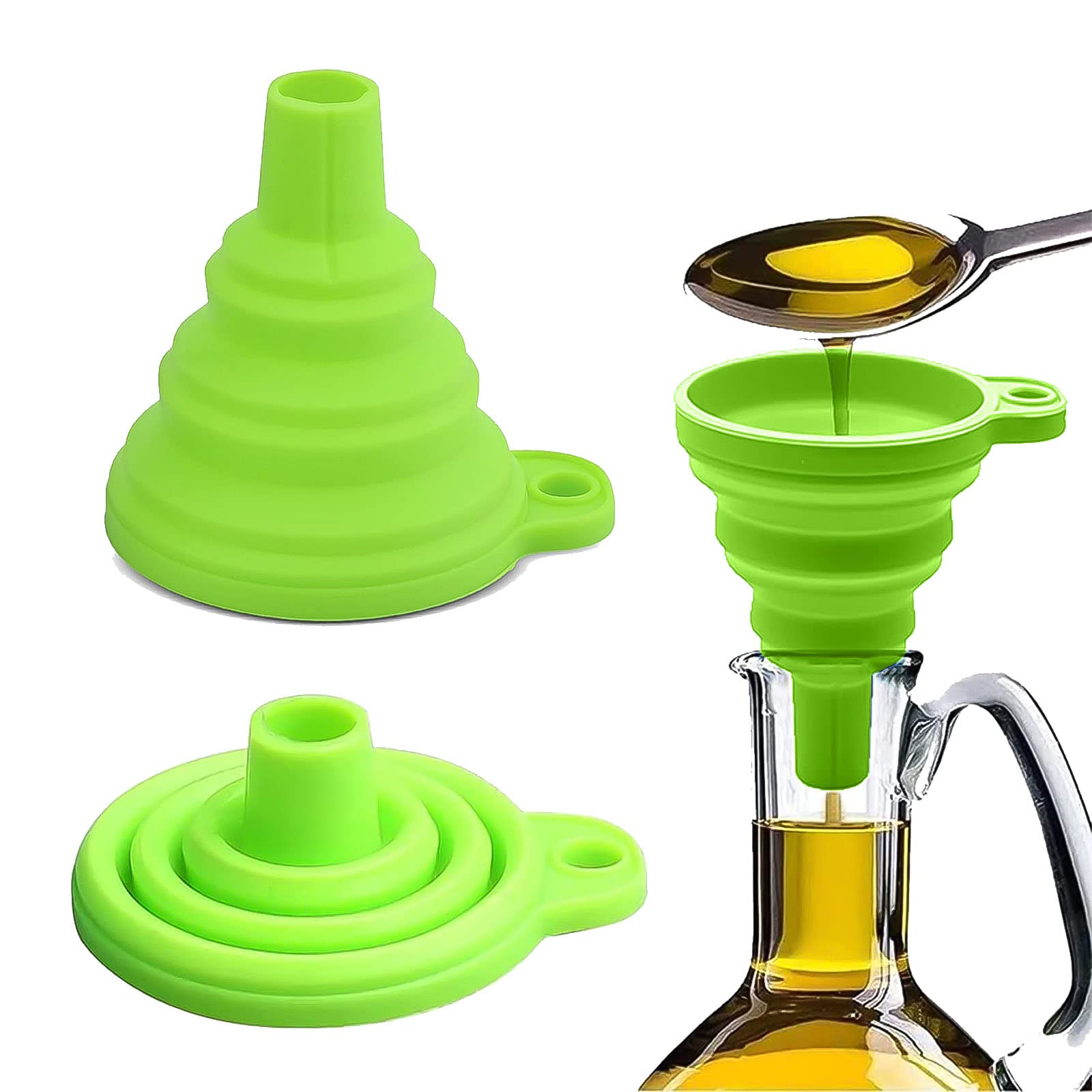 ZZLBZN Silicone Collapsible Funnel, Foldable Hopper Flexible Funnel for ...