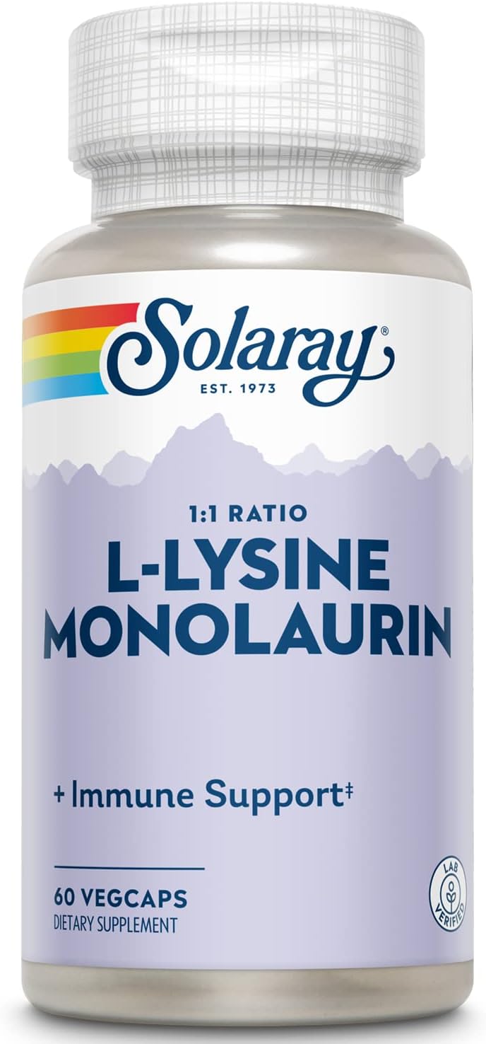 Amazon.com: Solaray L-Lysine Monolaurin Immune Support Supplement, 1:1 ...