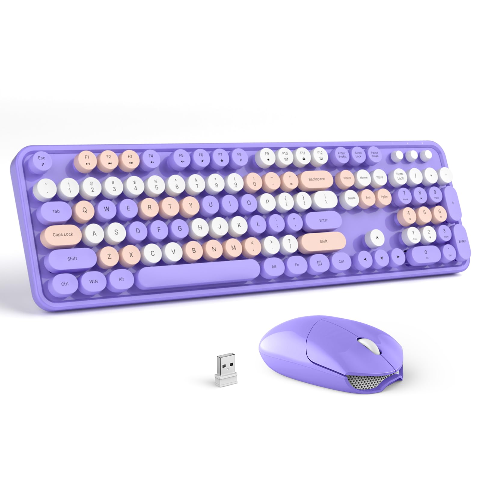 Wireless Keyboard Mouse Combo - GEEZER Deep Purple Full-Sized Colorful ...