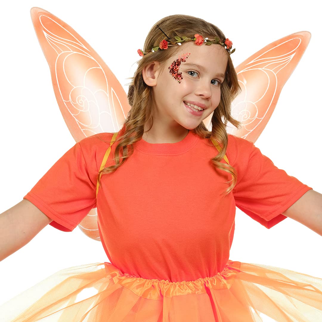 Snapklik.com : Funcredible Orange Fairy Wings, Fairy Crown And Glitter