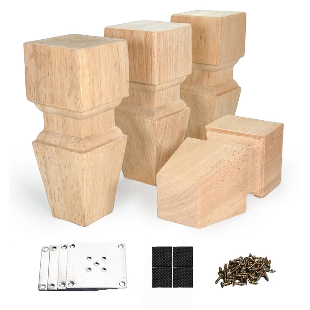 Amazon.com: Aiminjey Wooden Furniture Legs, 6 Inch Solid Wood ...