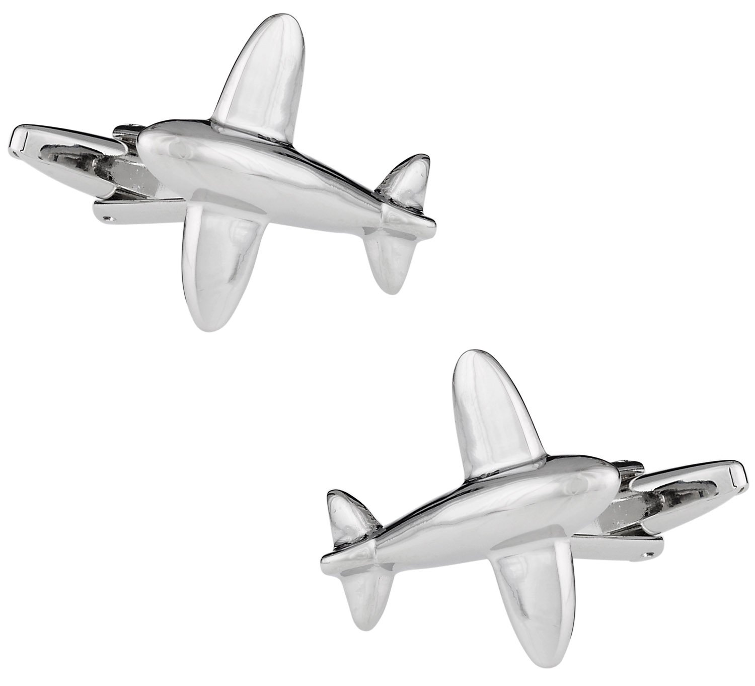 Amazon.com: Cuff-Daddy Silver Airplane Aviation Cufflinks with ...