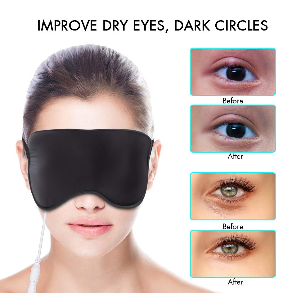 Buy Heated Eye Mask, Far Infrared Moist Heat Eye Compress Mask USB ...