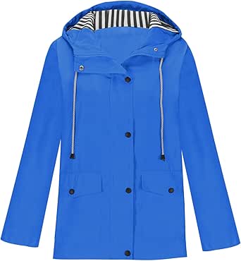 Amazon.com: Womens Rain Jackets Waterproof with Hood Lightweight Raincoats Outdoor Windbreaker ...