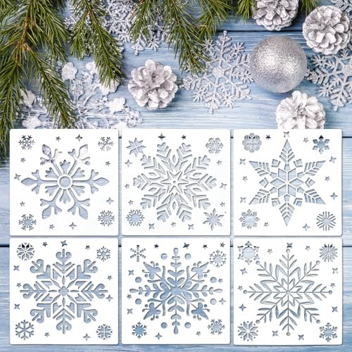 Amazon.com : 6 PCS Christmas Snowflake Stencils for Crafts, Large ...