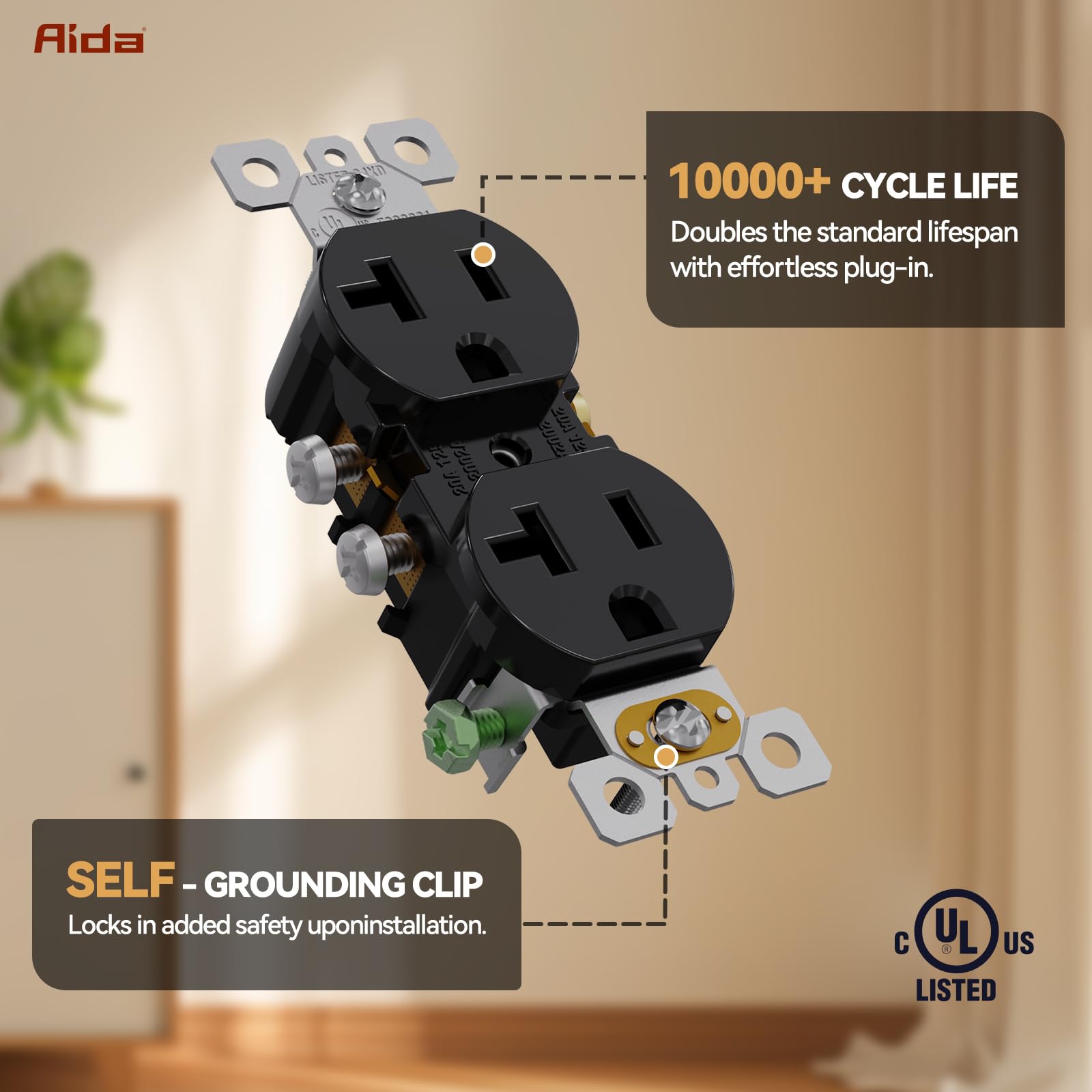 Snapklik.com : AIDA 20 Amps Outlets Duplex Electrical Receptacle ...