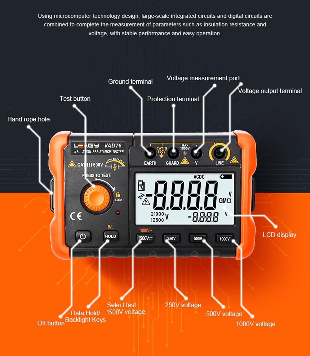 Snapklik.com : LEAGY VAD78 Digital Insulation Resistance Tester ...