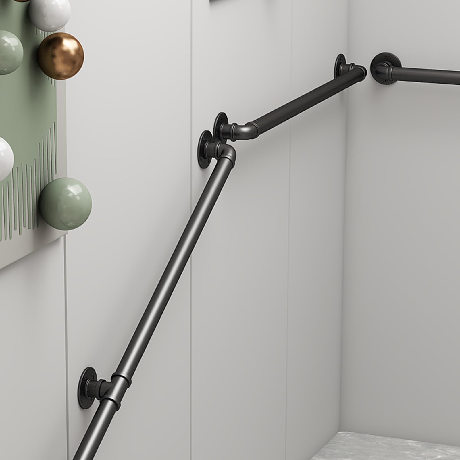 Pipe Stair Handrail, Metal Staircase Handrail, Black Pipe Handrail ...