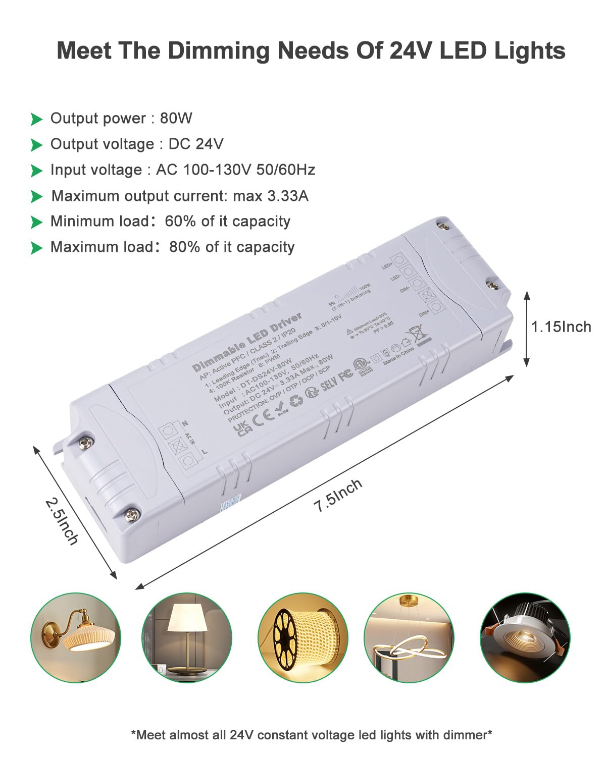 Snapklik.com : REYLAX Dimmable LED Driver 24V 80W Constant Voltage ...