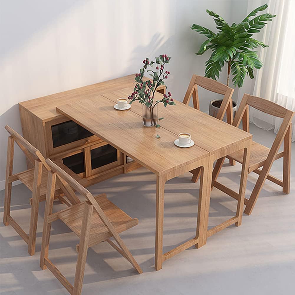 Amazon.com - BIGMAII Modern Wood Rectangle Folding Dining Table Cabinet ...
