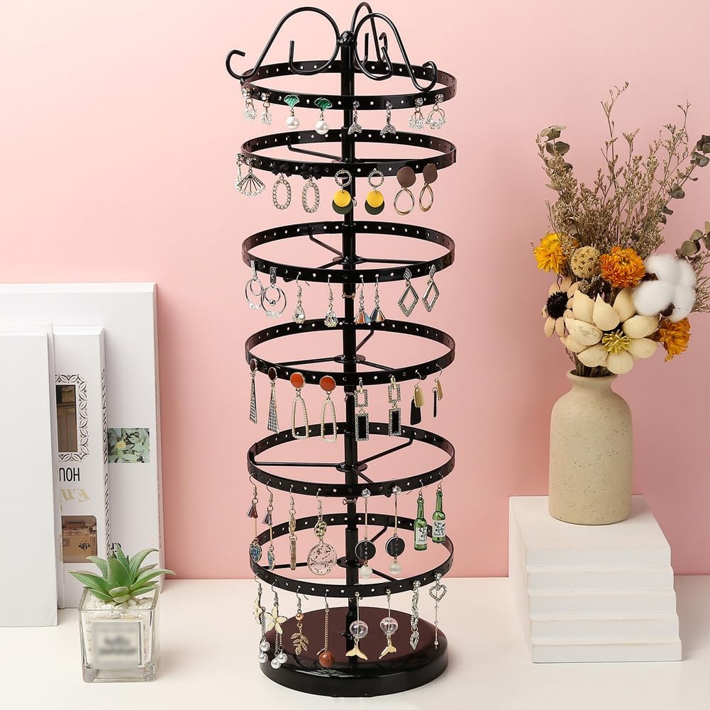 Amazon.com: SiliFine 2 Pcs 5 Tiers Metal Rotating Earring Holder ...