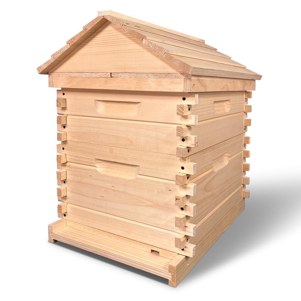 Amazon.com: USA-Made Log Cabin Style Beehive: Sustainable White Pine ...