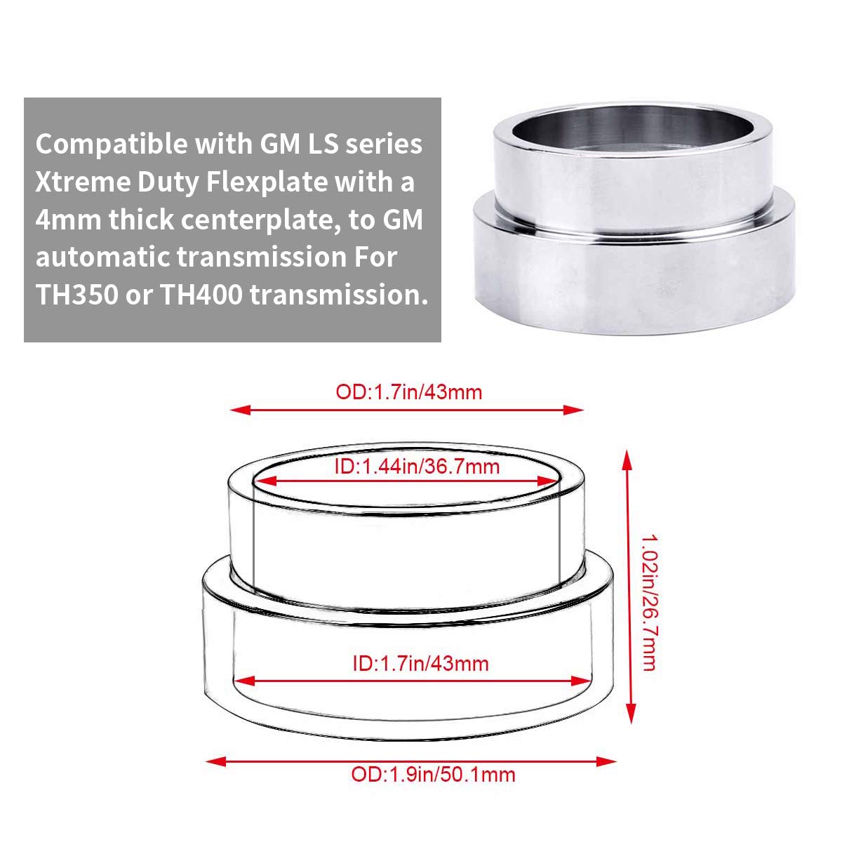 Snapklik.com : BDFHYK Flexplate Adapter Spacer LS Swap Torque Stall ...