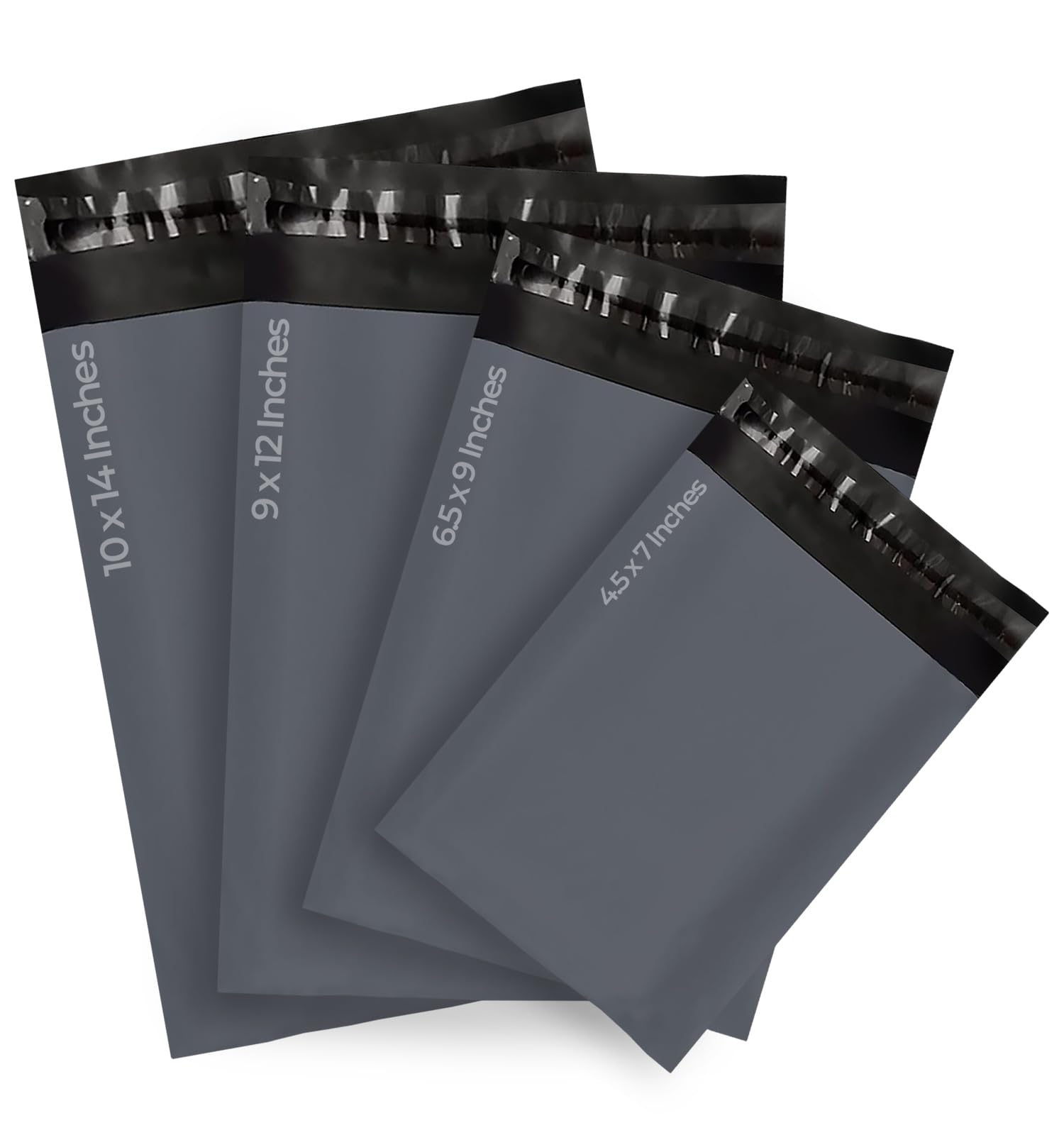 PACKY | 100 Mixed Grey Mailing Bags | 4 Sizes (4.5"x7", 6.5"x9", 9"x12 ...