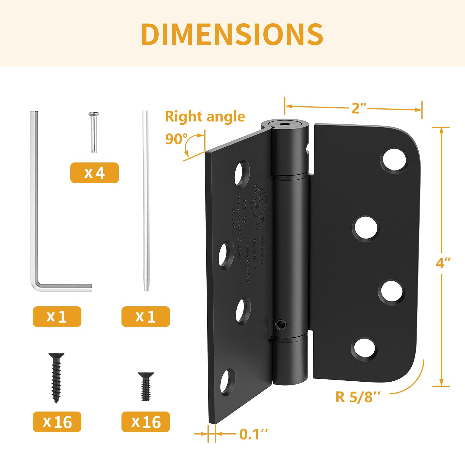 Snapklik.com : Luxbaro 2 Pack Self Closing Door Hinges 4 Inch, Matte ...