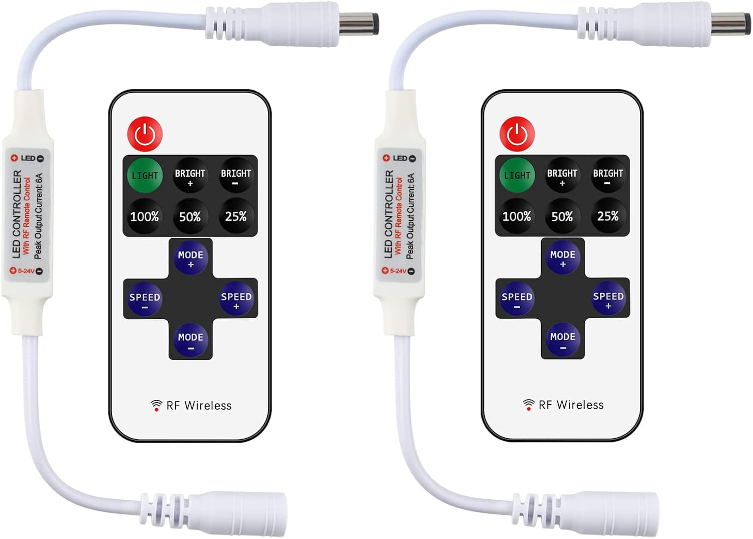 Rgbzone 2 Pack Mini Rf Led Dimmer Single Color Led Controller For 5050 3528 5630 Led Strip