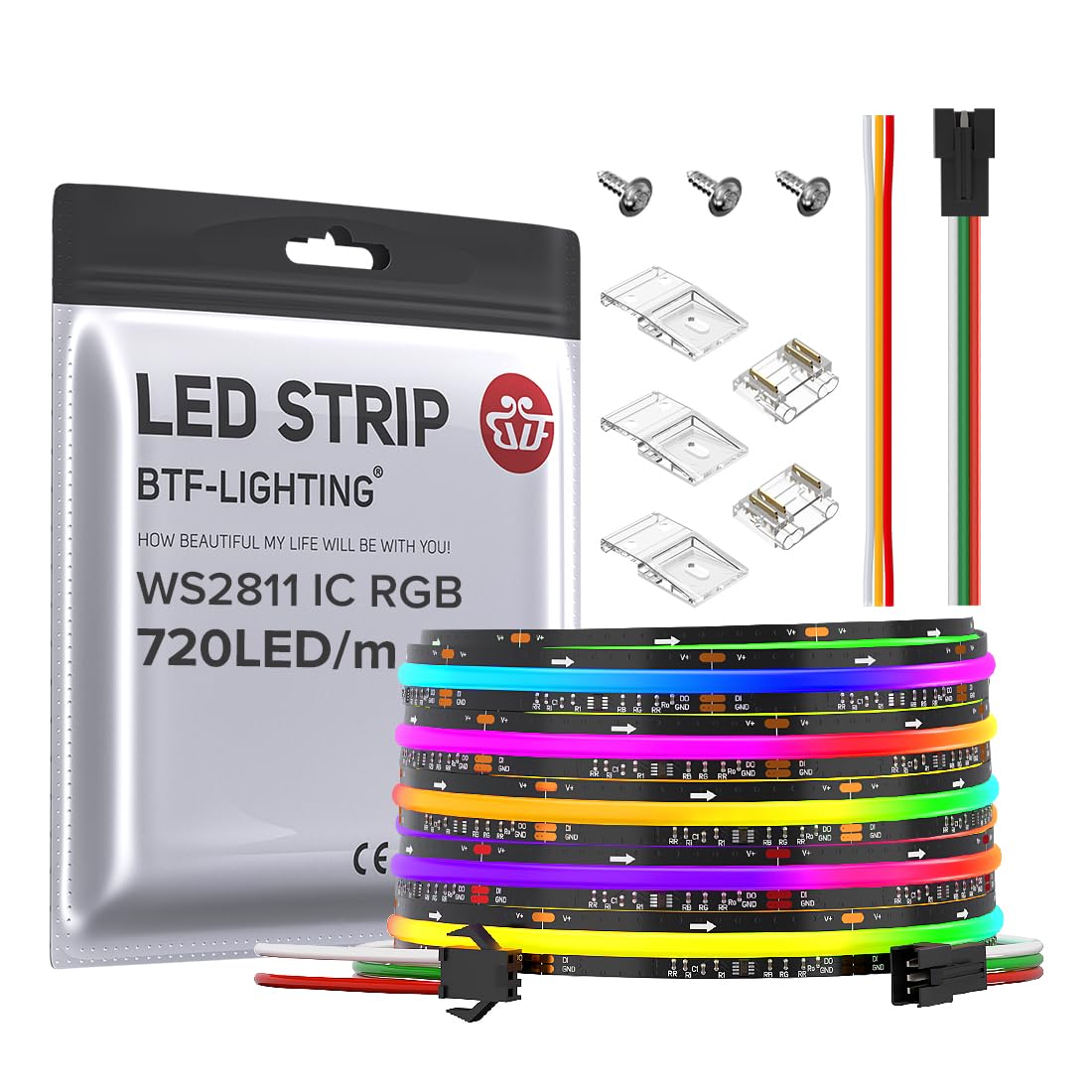 Amazon.com: BTF-LIGHTING FCOB WS2811 IC RGB COB LED Strip DC24V 720LED ...
