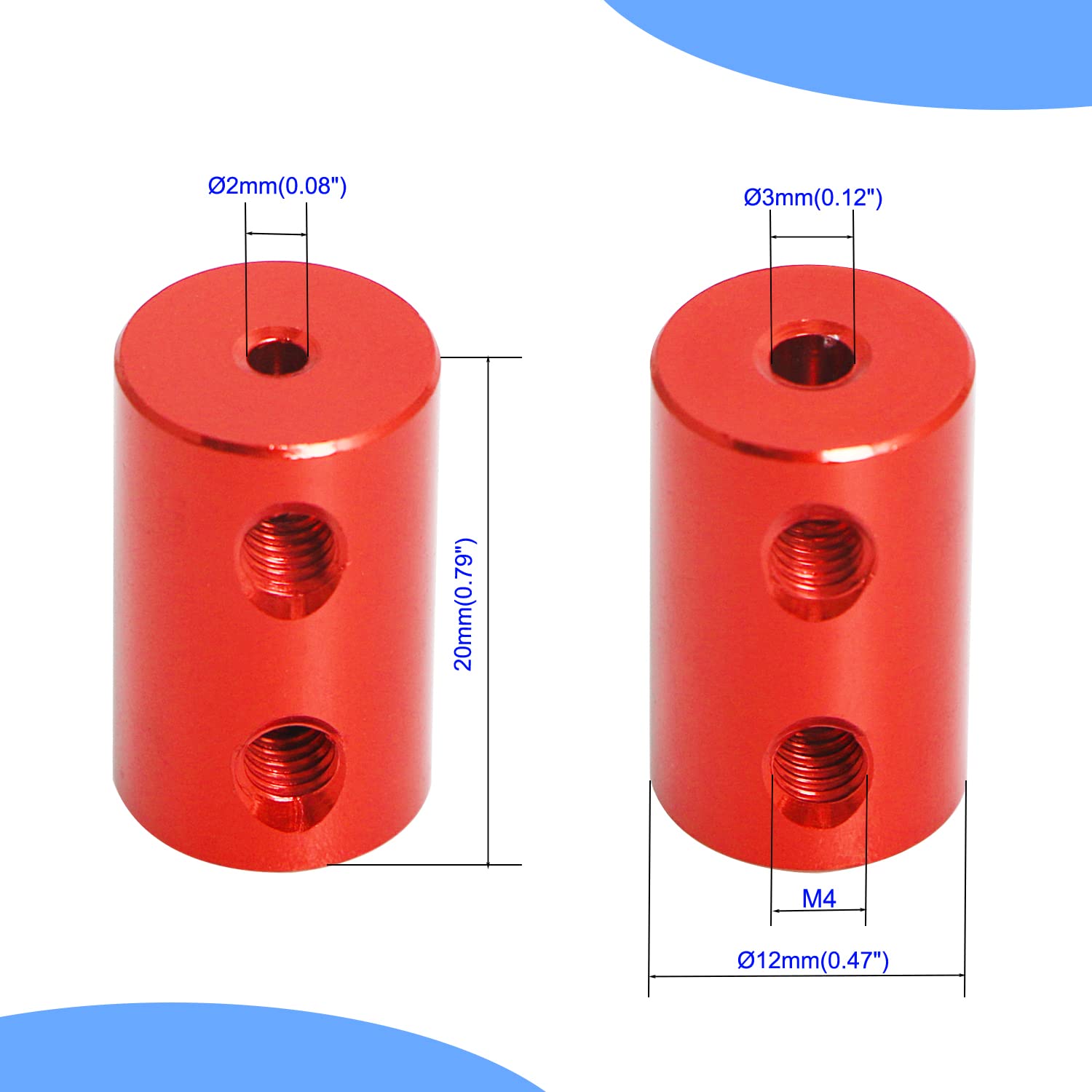 Snapklik.com : Aopin 2mm To 3mm Red Rigid Couplings Set Shaft Stepper ...