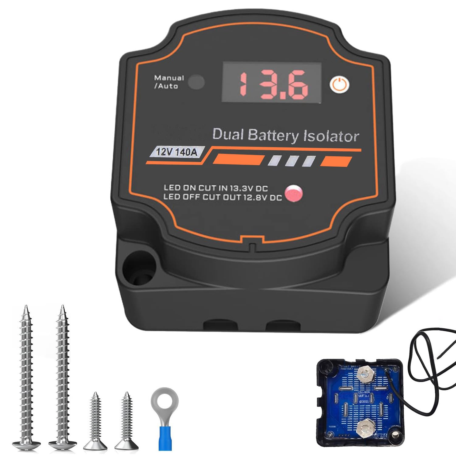 12V 140 Amp Split Charge Relay VSR Smart Dual Battery Isolator ...