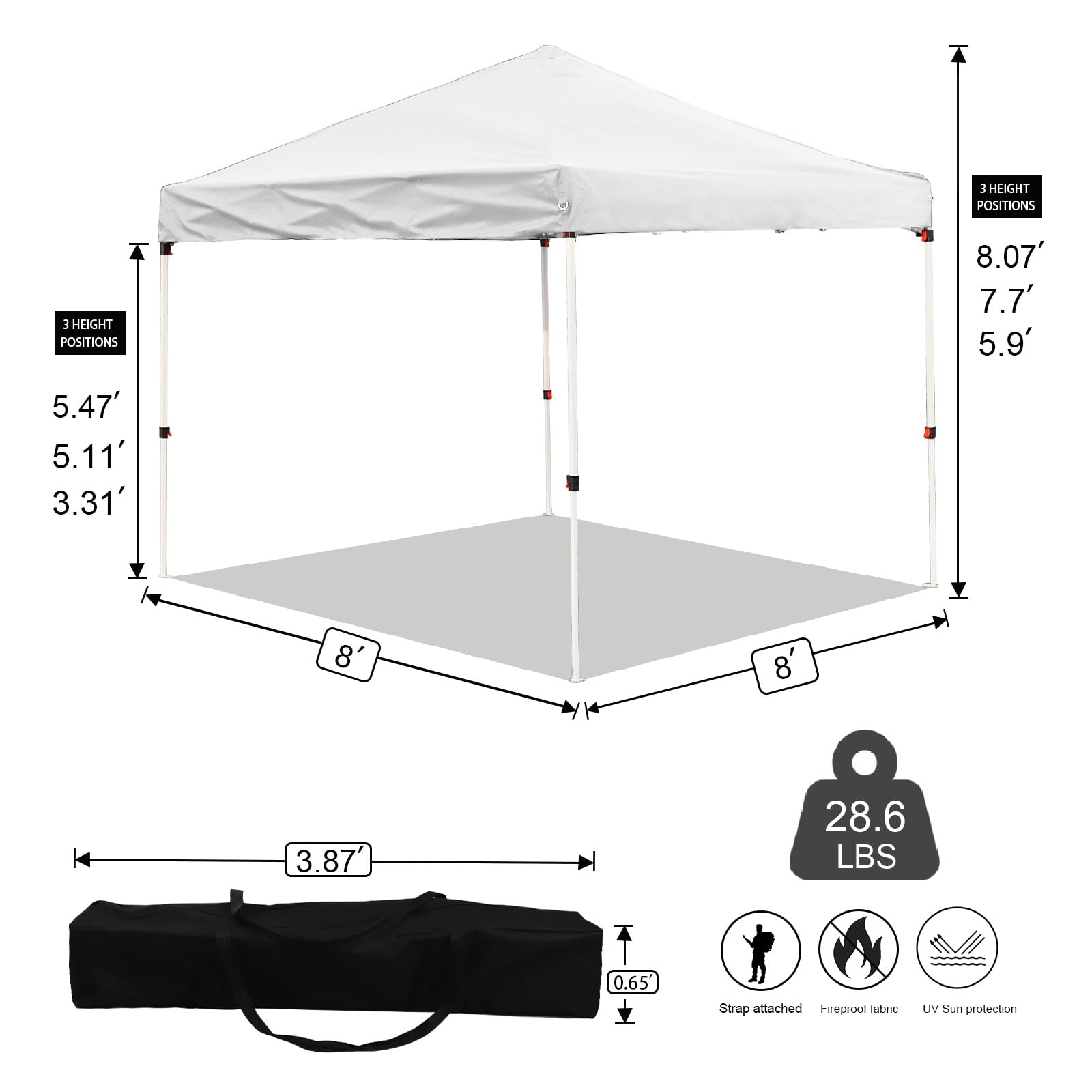 Snapklik.com : Pop Up Canopy Tent 8X8 FT,Easy Set-up Shade,Instant ...