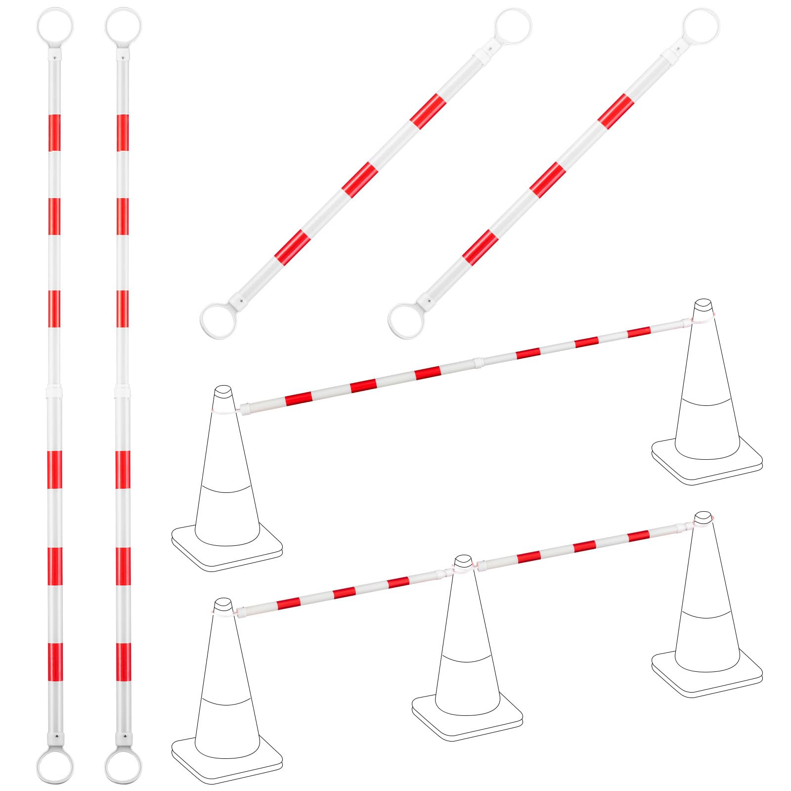 Snapklik.com : Kanayu 4 Pcs 4-6.9 Ft Retractable Cone Bar Extendable ...
