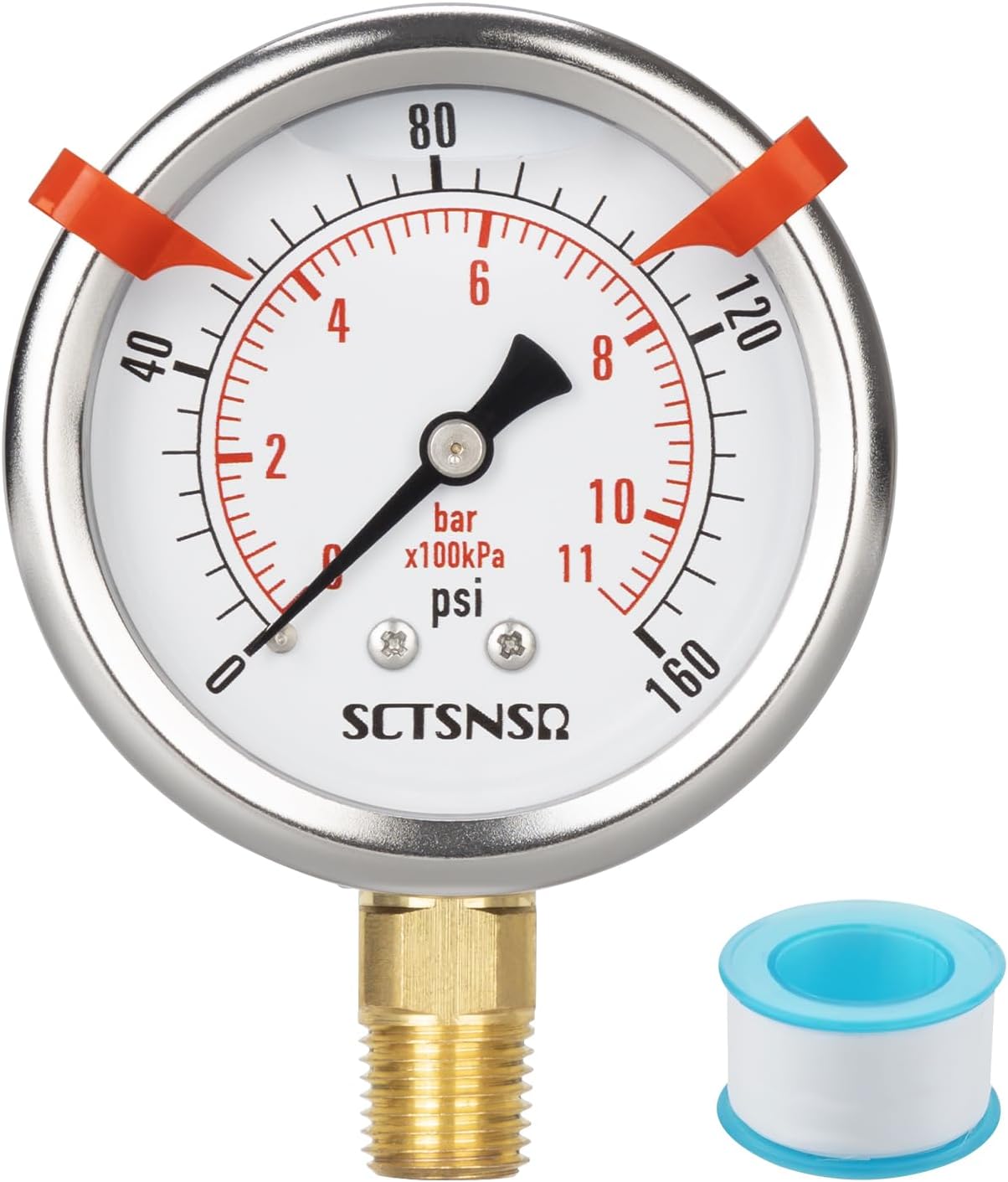 Amazon.com: New Stainless Steel Liquid Filled Pressure Gauge WOG Water ...