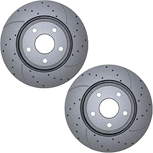 Amazon.com: Bison Performance Pair Set of 2 Front Drilled Slotted Coated Vented 350mm Brake Disc ...