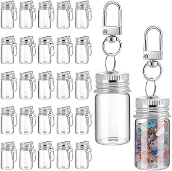 Amazon.com: INTERWARM 48Pcs 7ml Small Glass Bottle Keychain, Mini ...