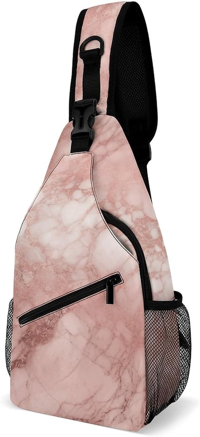 Amazon.com | Rose Gold Marble Background Sling Bag for Women Men Sports ...