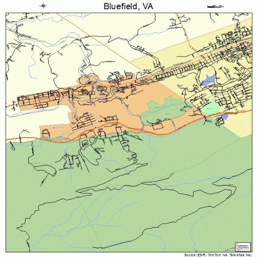 Amazon.com: Large Street & Road Map of Bluefield, Virginia VA - Printed ...