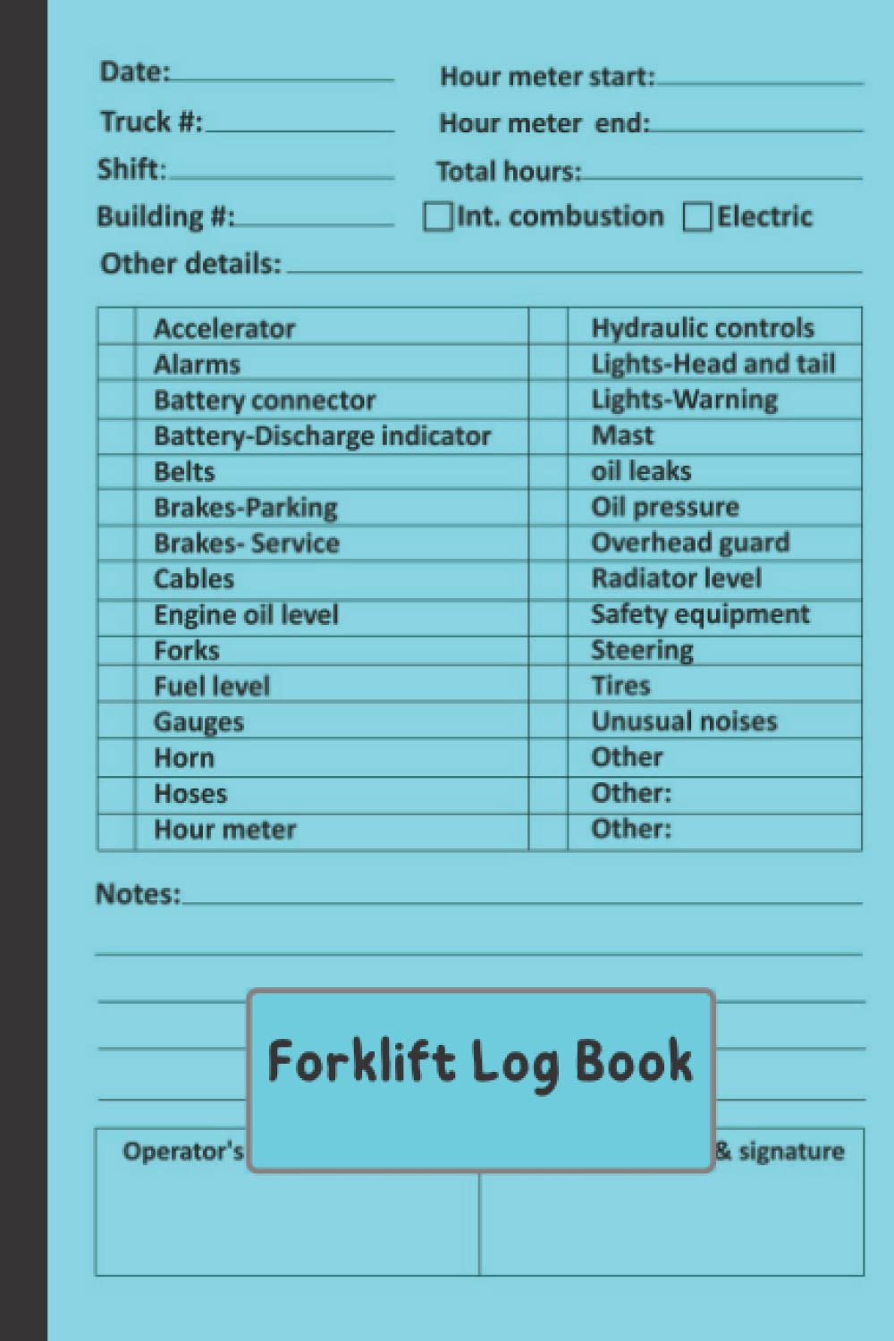 Buy Forklift Log Book: With Checklist for Daily Inspection Safety ...