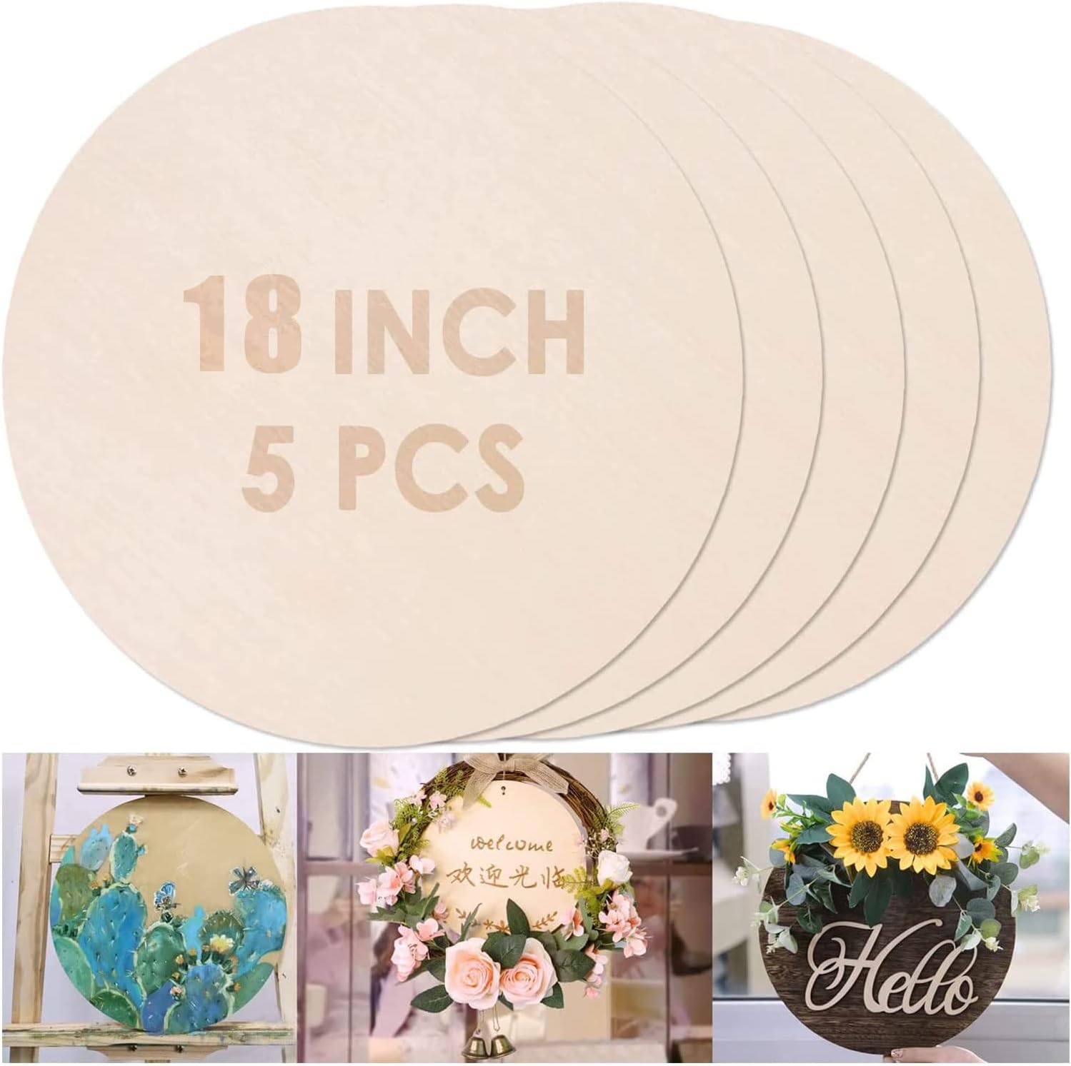 Amazon.com: 18 Pack 18 Inch Round Wood Circles for Crafts Blank Round ...